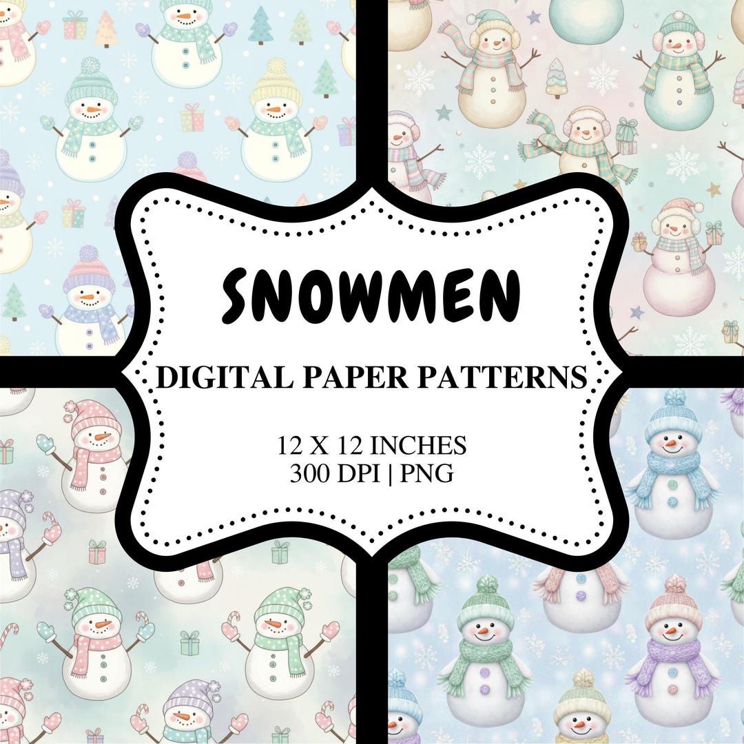 Snowman Digital Paper, Winter Christmas Scrapbook Patterns (PNG) - Etsy