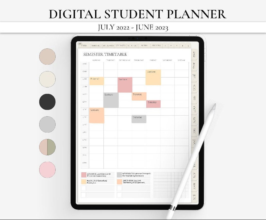 2023 Student Digital Planner Goodnotes, Academic Planner, Digital ...