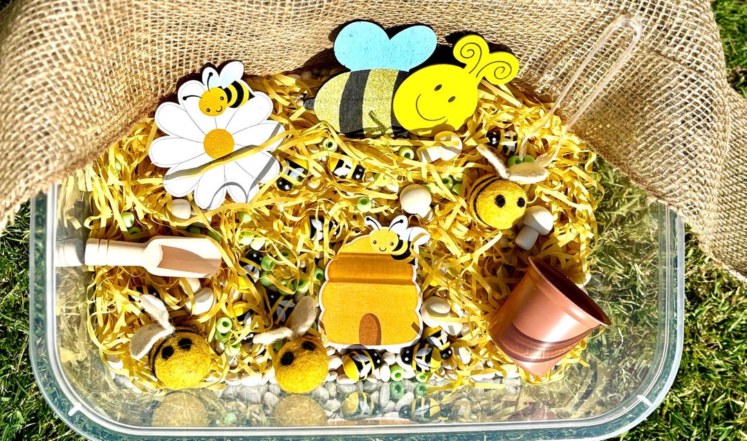 Bee Sensory Bin Kit Spring Sensory Bin Filler Montessori Bumble Bee ...
