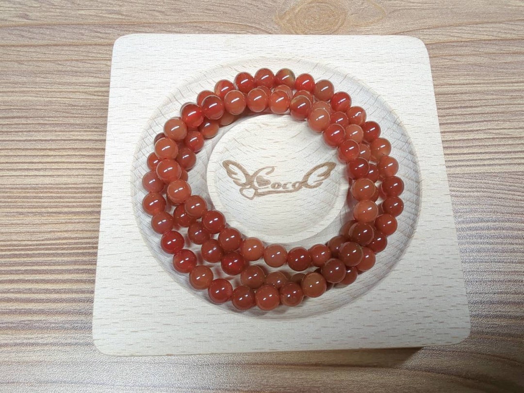 Genuine Natural High Class 6.5mm Fleshy 3 Lap Red Agate Bracelet / 5 ...