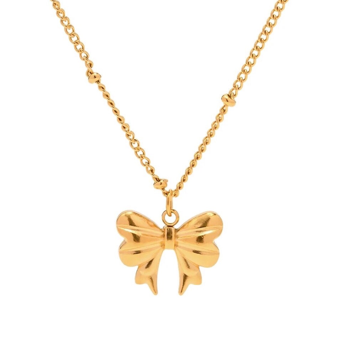 18k Gold-filled Bow Necklace Gold Bow Charm Necklaces for Women ...