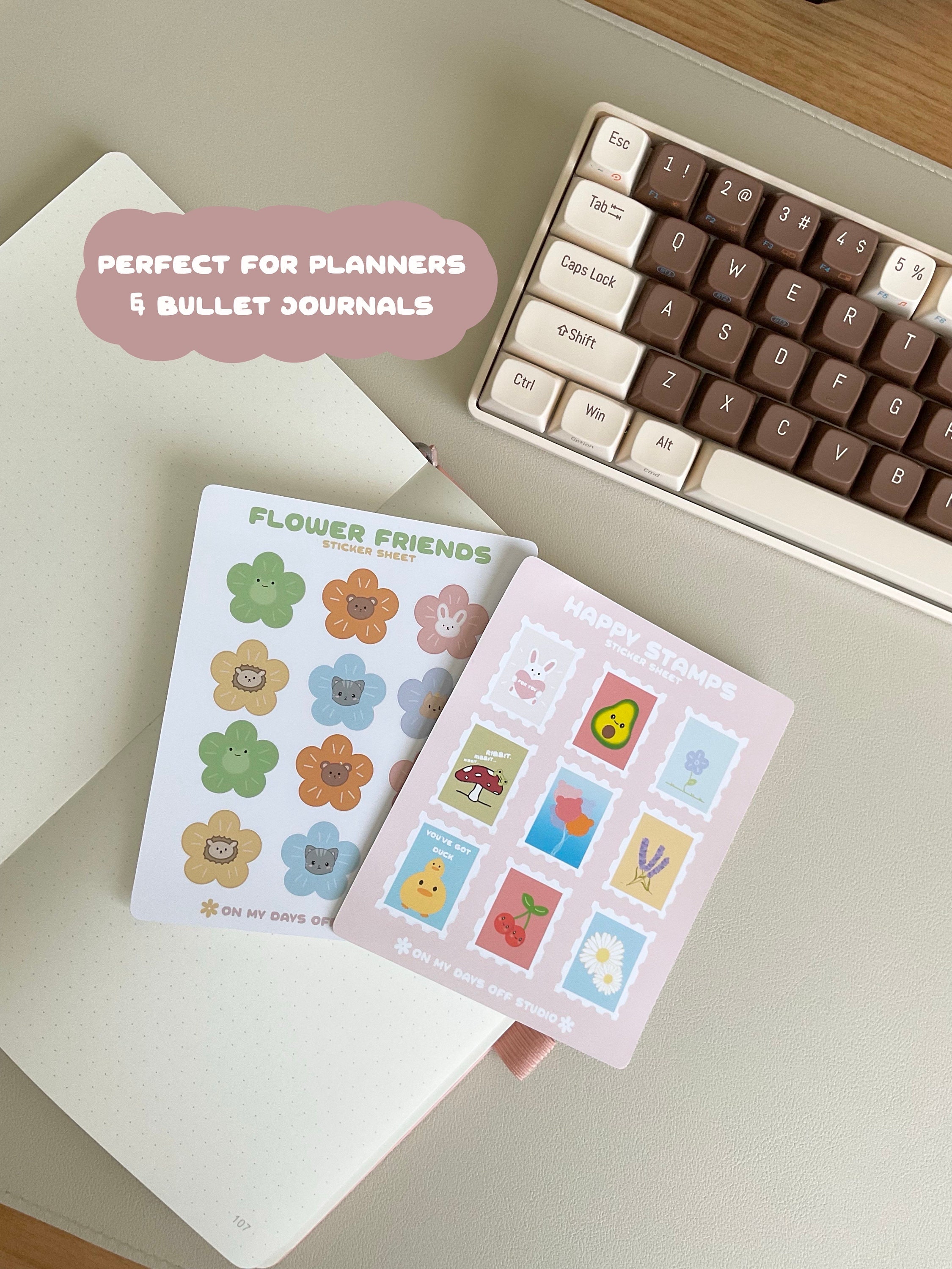Happy Stamps Sticker Sheet Cute Mail Stamps Sticker Sheet Kawaii ...