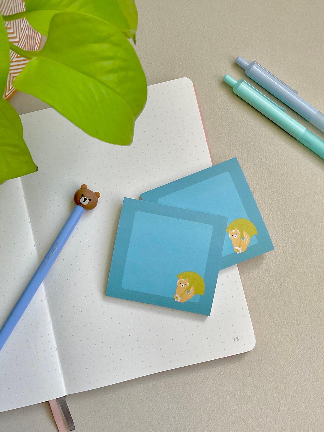 Rainy Day Cat Sticky Notes : Kawaii Stationery - Etsy