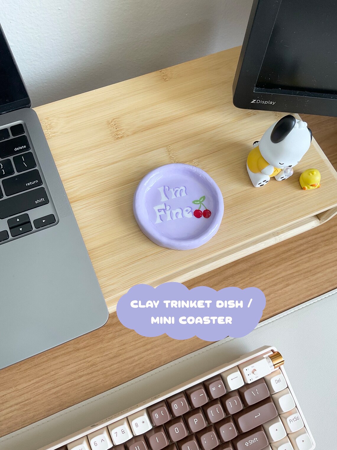 I'm Fine Cherry Clay Trinket Dish Kawaii Purple Mini - Etsy