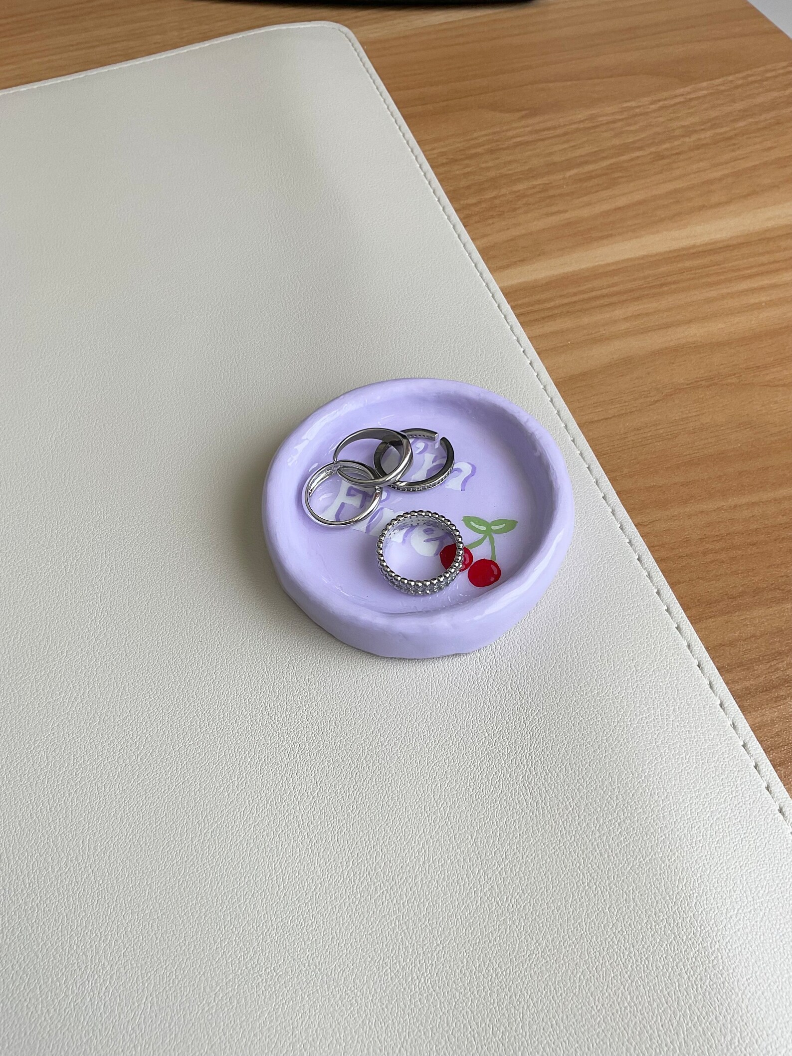 I'm Fine Cherry Clay Trinket Dish Kawaii Purple Mini - Etsy