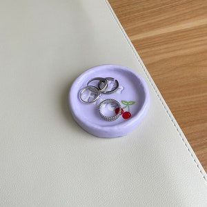 I'm Fine Cherry Clay Trinket Dish Kawaii Purple Mini Handmade Coaster ...