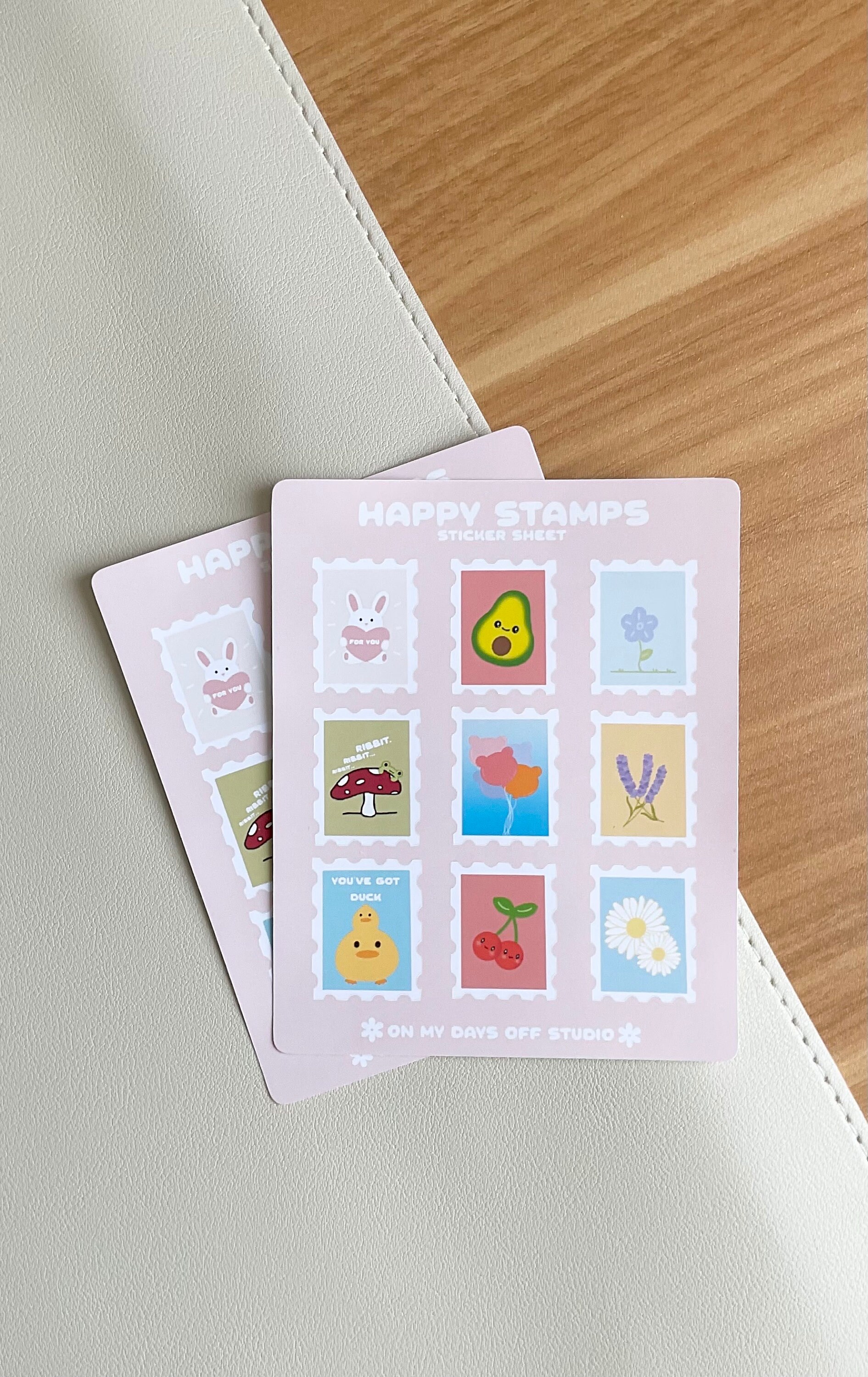 Happy Stamps Sticker Sheet Cute Mail Stamps Sticker Sheet Kawaii ...