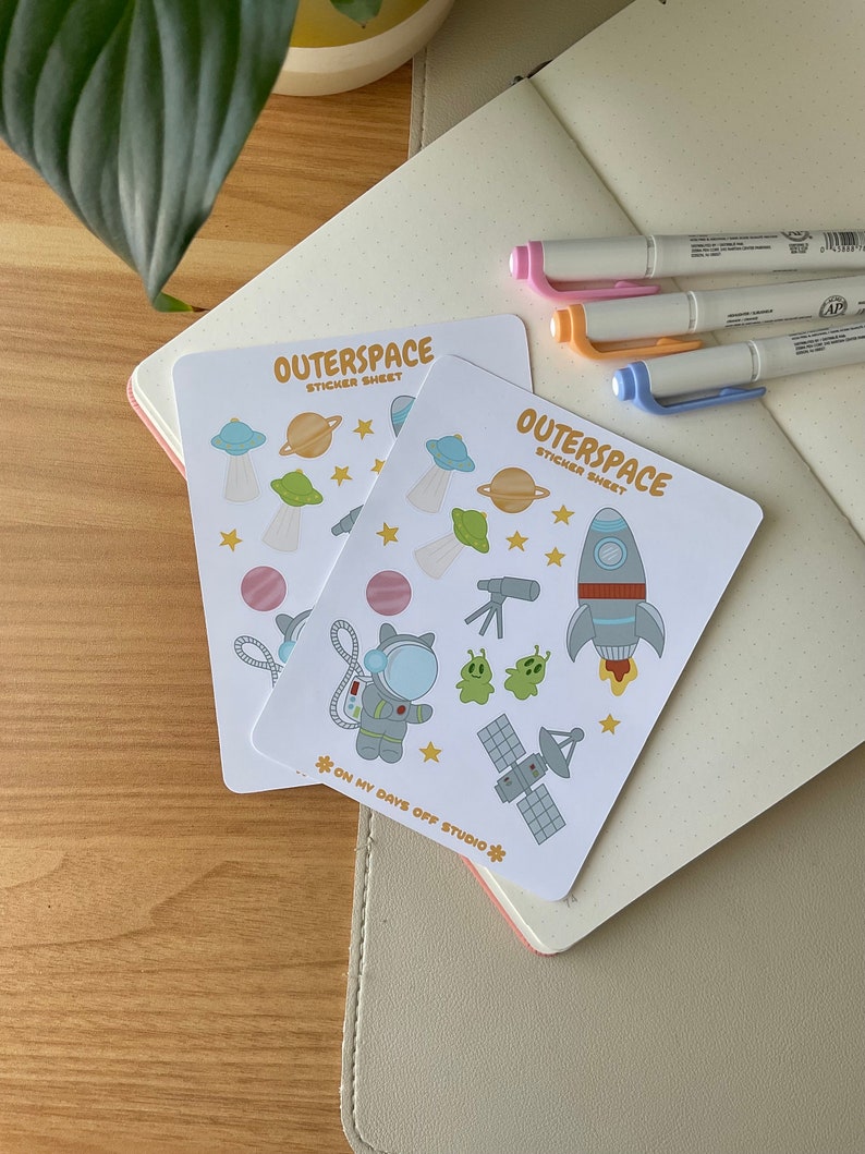 Outerspace Sticker Sheet | Cute Space Stationery Stickers | for Bullet ...