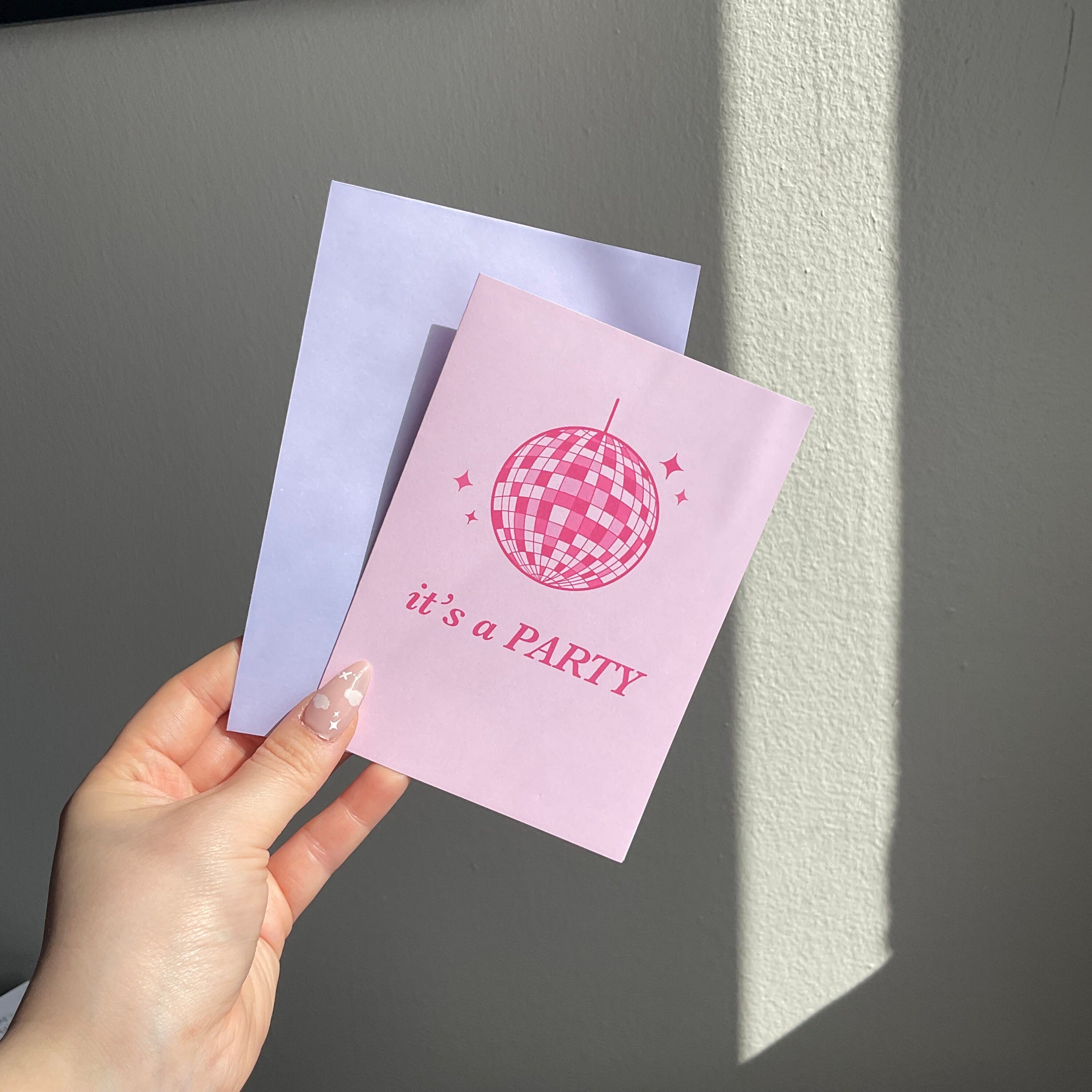 It's Party Time Card Retro Pink Disco Ball - Etsy
