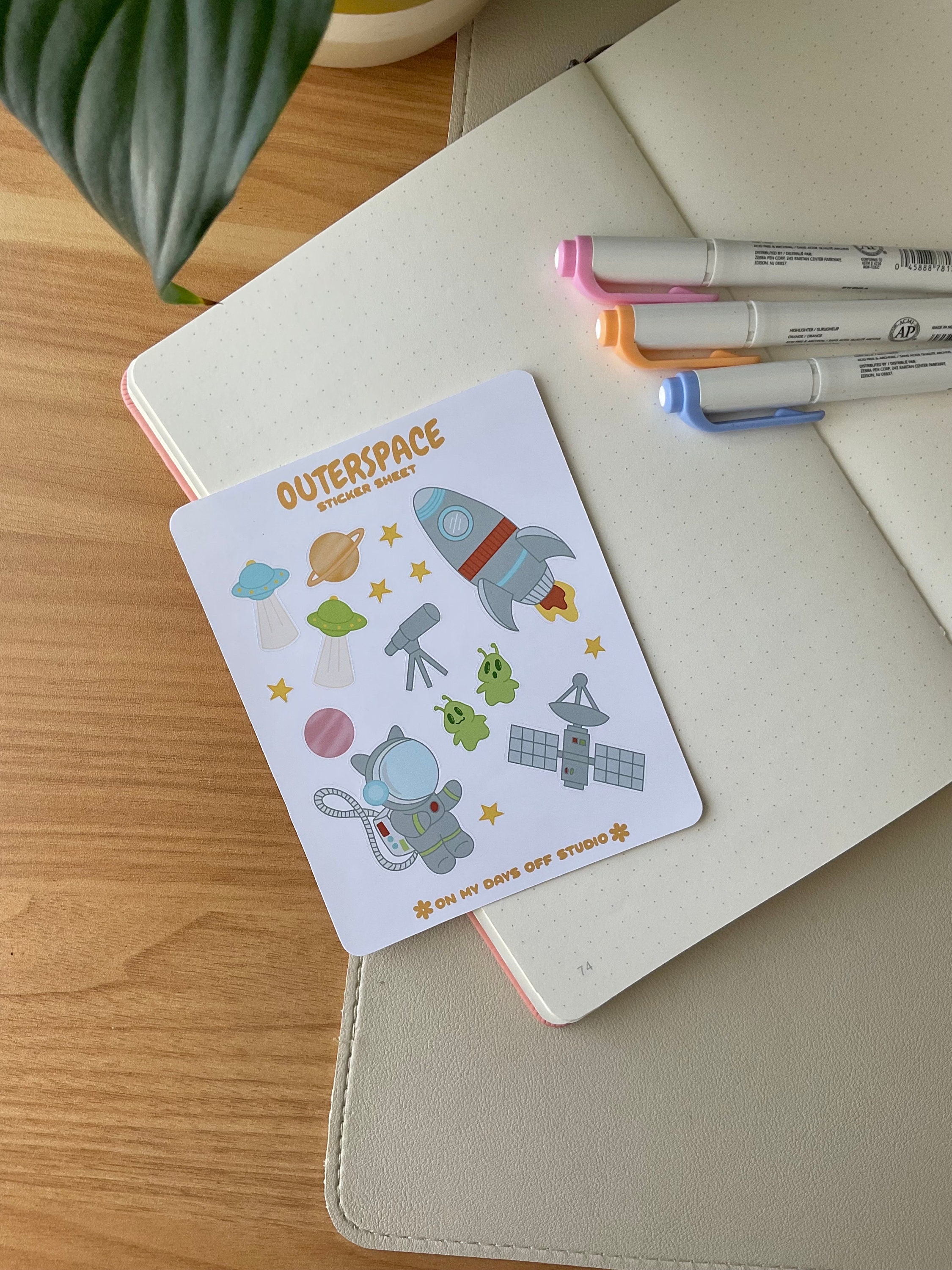 Outerspace Sticker Sheet | Cute Space Stationery Stickers | for Bullet ...