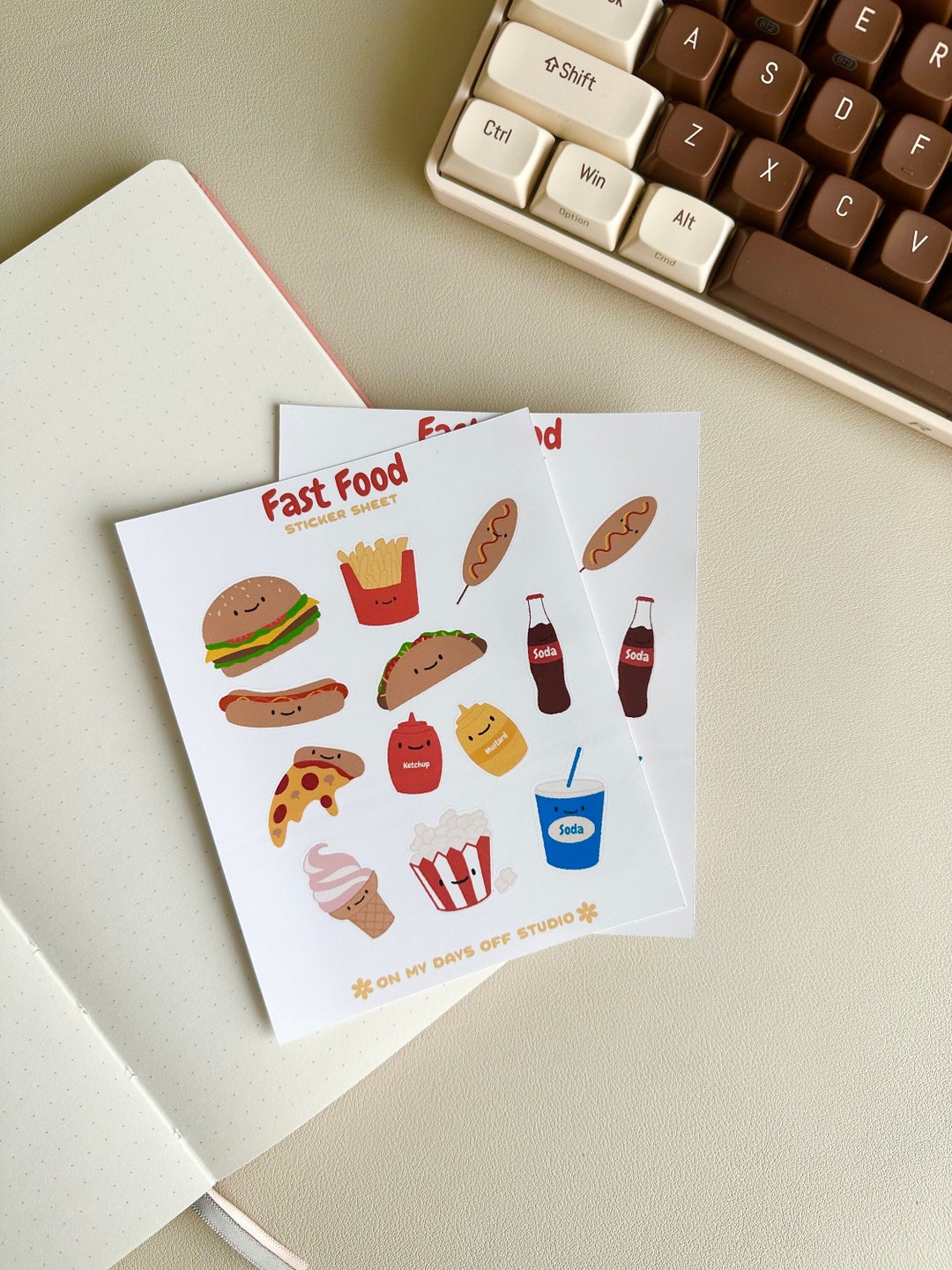 Fast Food Sticker Sheet Kawaii Stationery Stickers for - Etsy