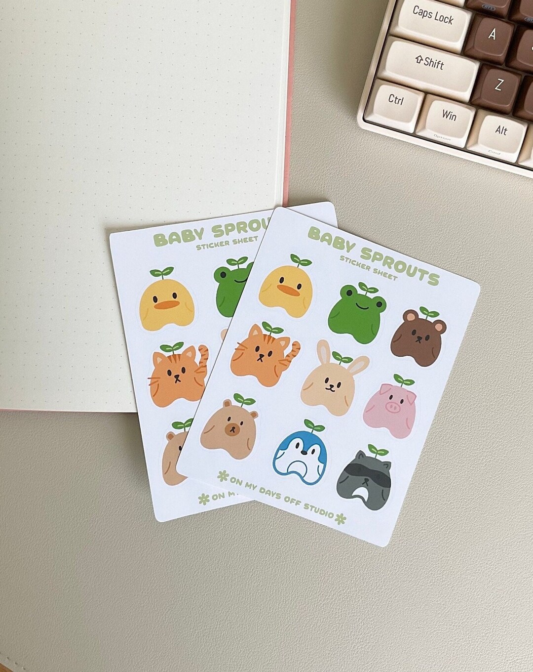 Baby Sprout Sticker Sheet Kawaii Animal Sticker Sheet Kawaii Stationery ...