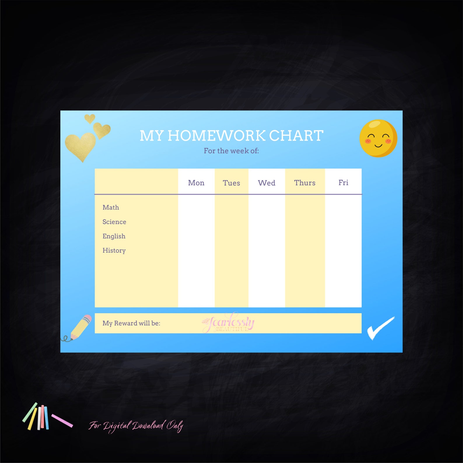 Printable Kids Homework Chart | Printable Kids Homework Chart | Kids ...
