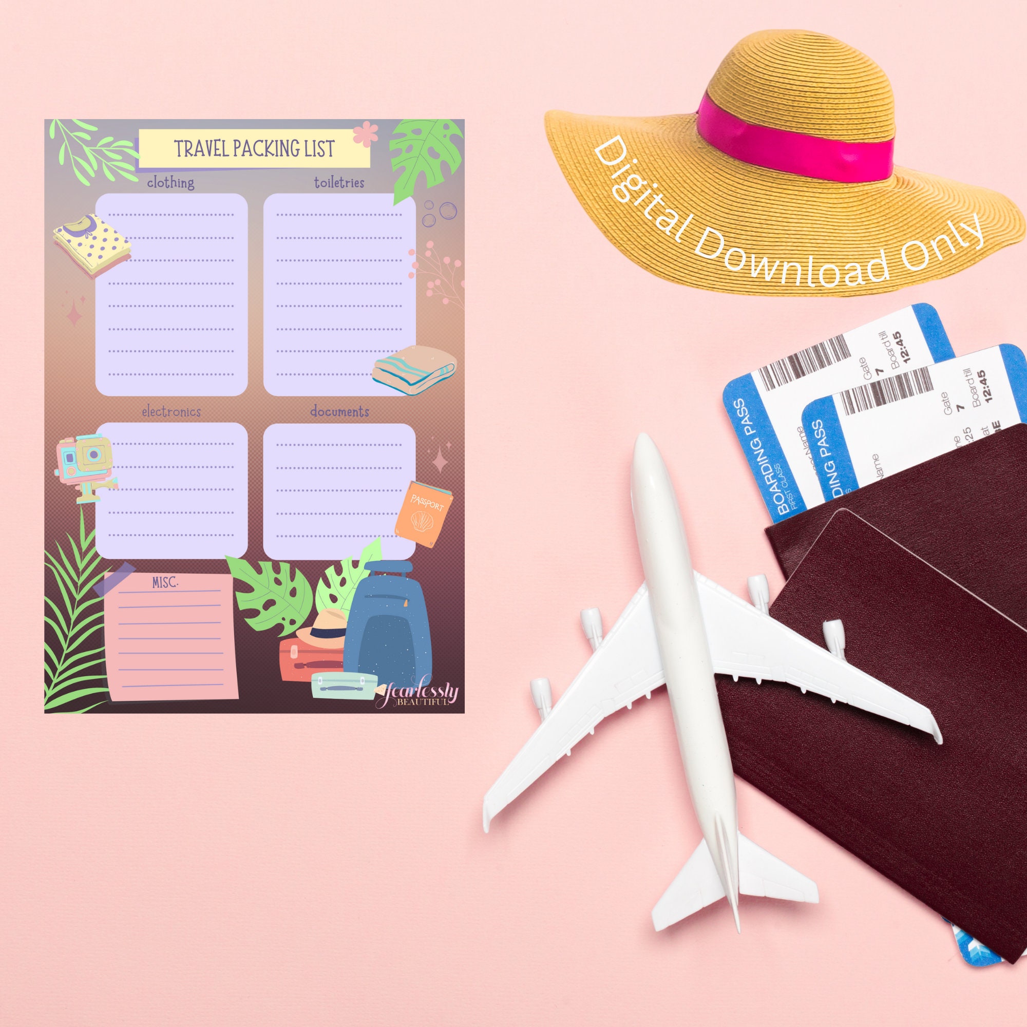 Printable Travel Packing List Digital Travel Packing List Vacation ...