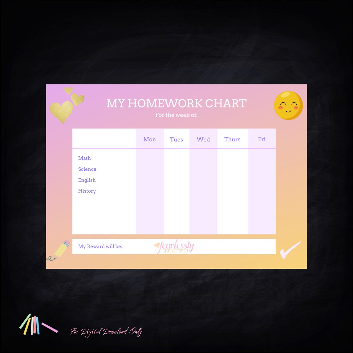 Printable Kids Homework Chart Printable Kids Homework Chart Kids ...