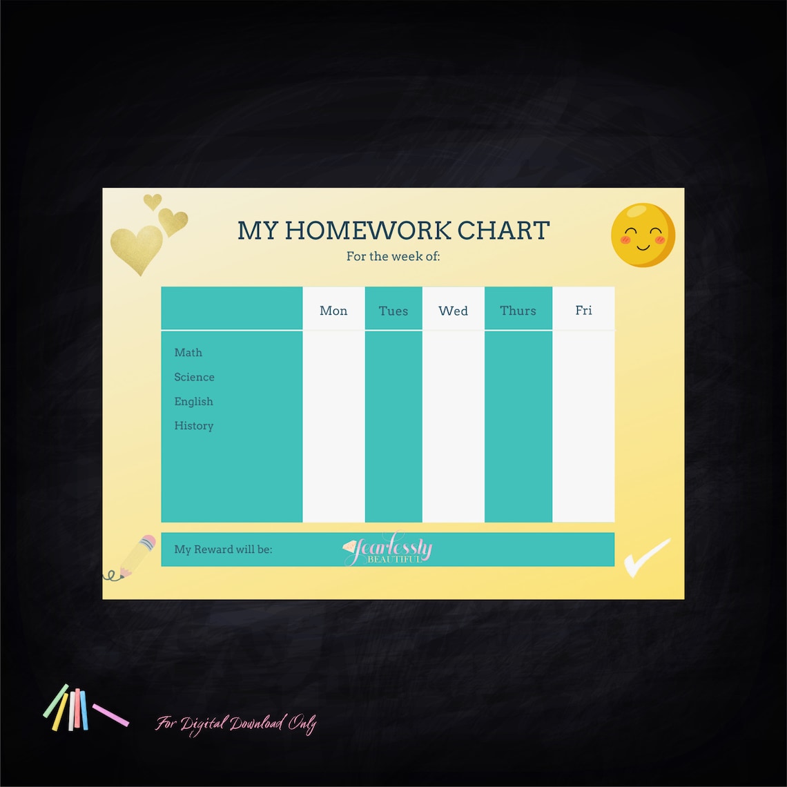 Printable Kids Homework Chart Printable Kids Homework Chart Kids ...