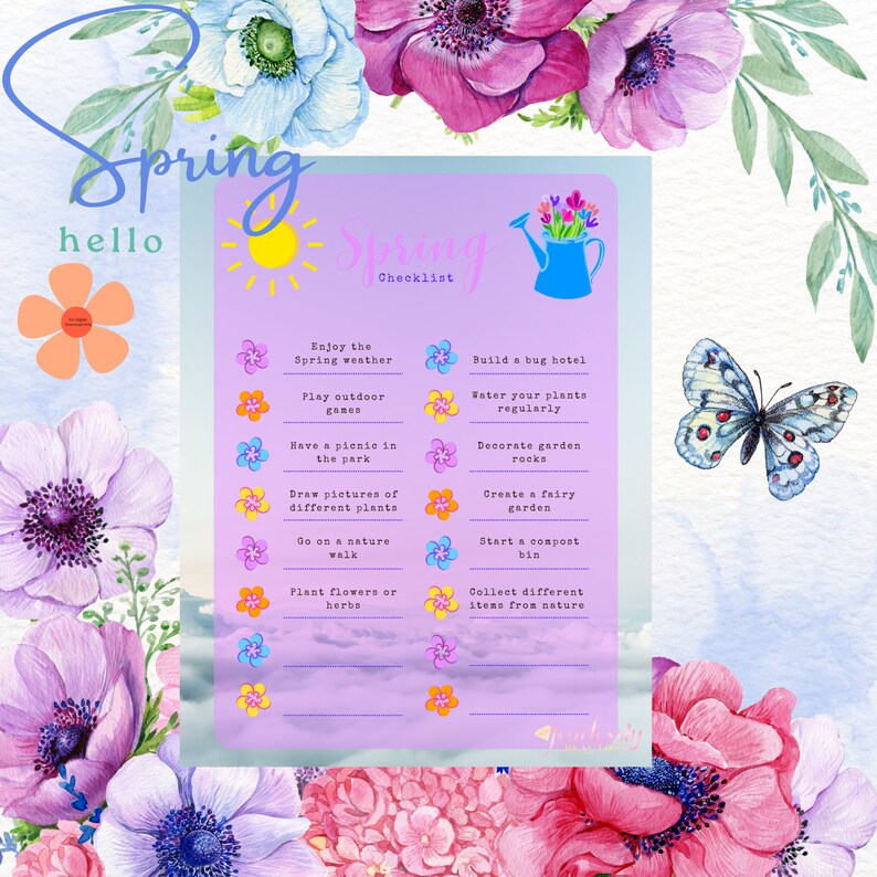 Printable Spring Checklist| Digital Spring List| Minimalist Spring ...