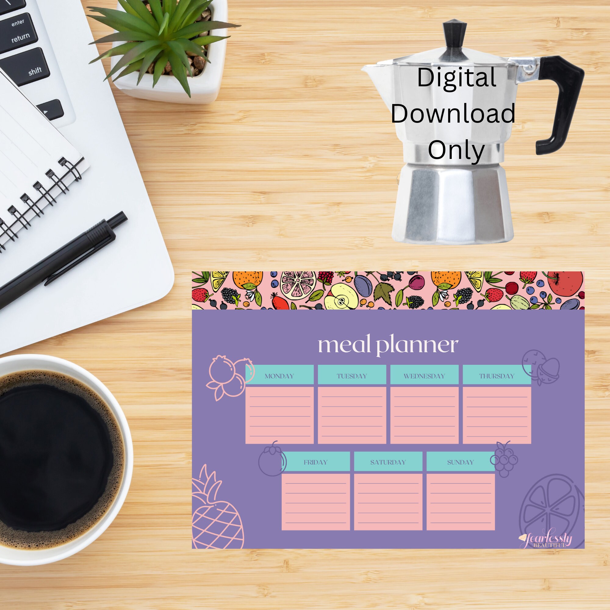 Printable Weekly Meal Planner| Digital Weekly Meal Planner| Colorful ...