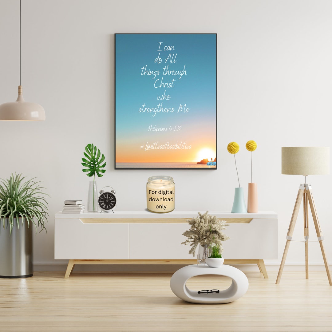 Inspirational Digital Wall Art Printable Philippians 4:13 Beach Deco ...