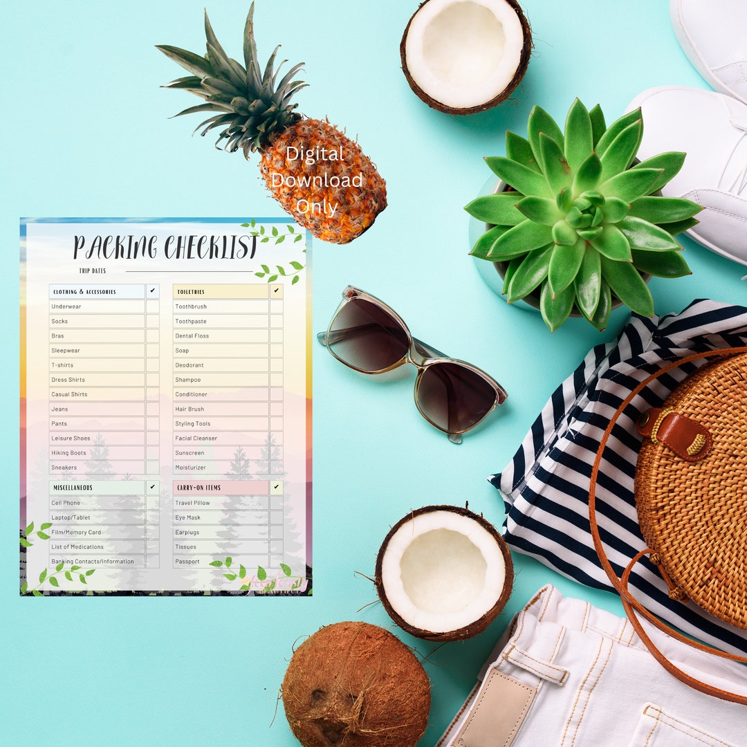 Printable Travel Checklist Digital Travel Checklist Spring Break ...