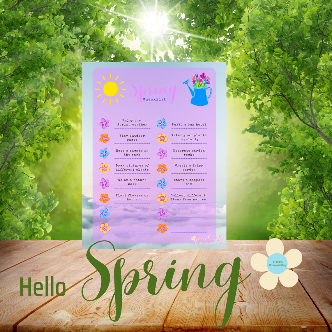 Printable Spring Checklist Digital Spring List Minimalist Spring ...