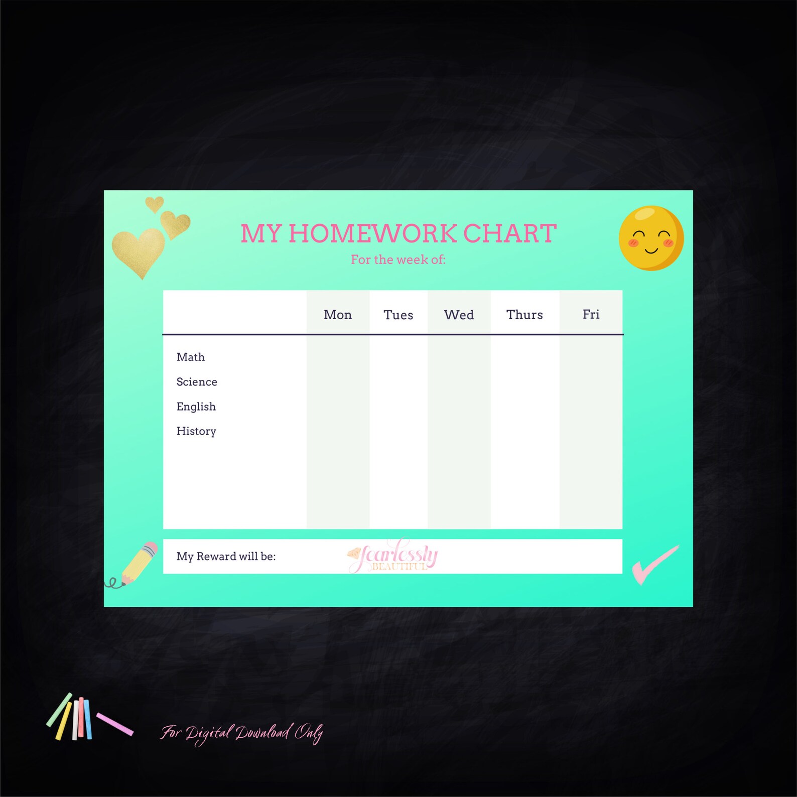 Printable Kids Homework Chart | Printable Kids Homework Chart | Kids ...