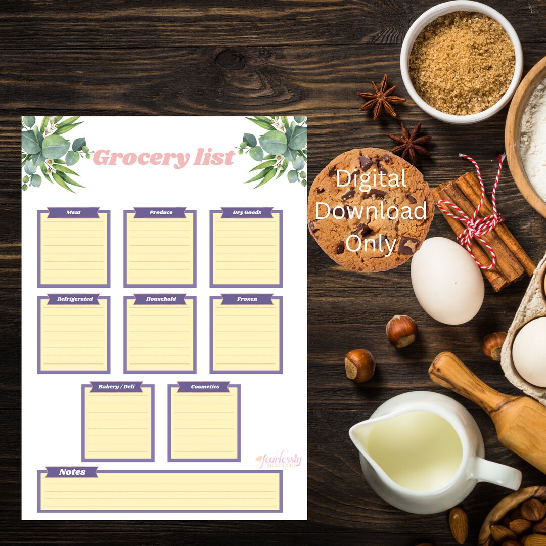 Printable Grocery List| Digital Grocery List| Minimalist Grocery List ...