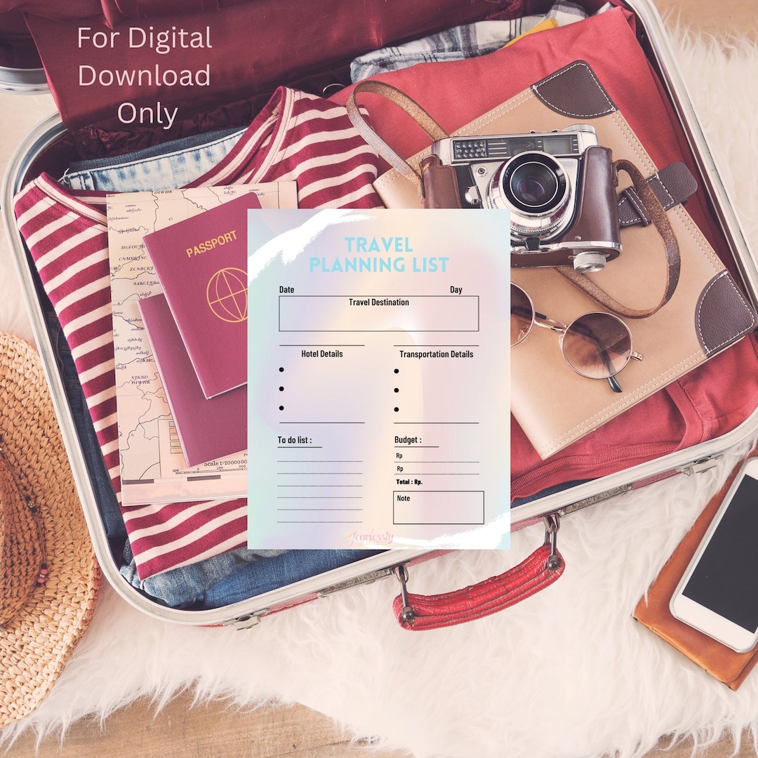Printable Travel Planning List | Digital Travel Planning List ...