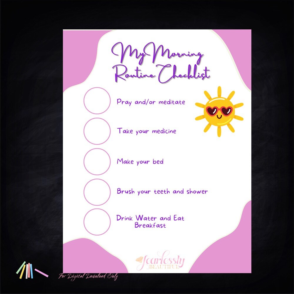 Printable Daily Teen Routine Checklist Printable Daily Stickers Digital ...
