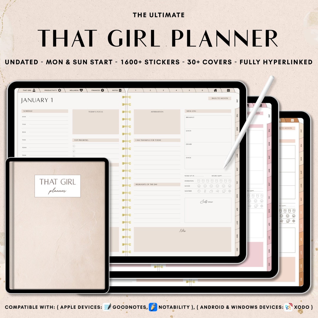 THAT GIRL Planner, Undated Digital Planner, iPad Planner, Goodnotes ...