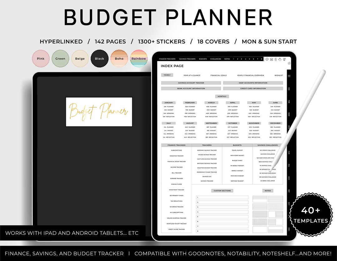 Digital Budget Planner Finance Tracker Finance Planner - Etsy