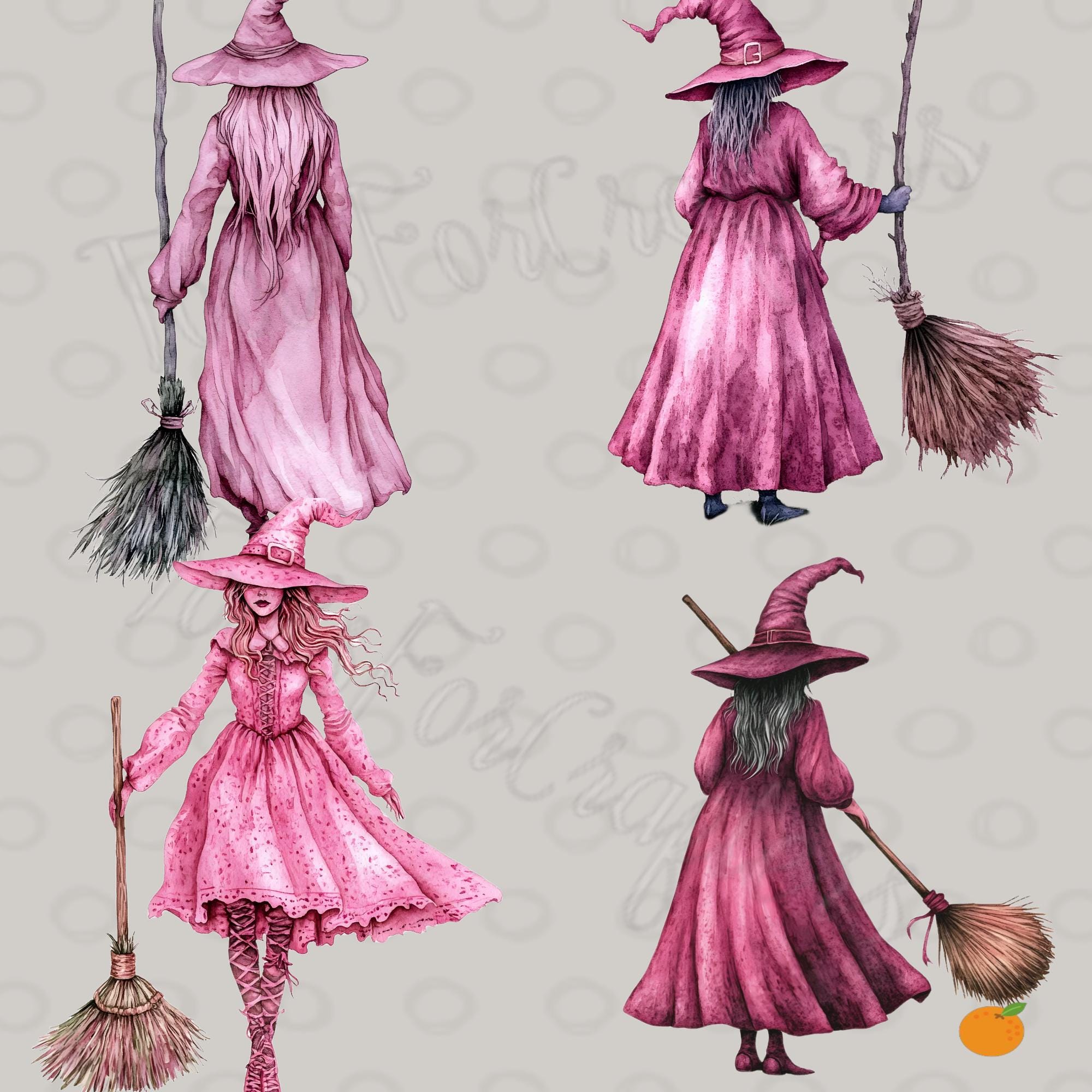 Pink Witch, Mystical Art Pngs, Halloween Design, Digital Art Supply ...
