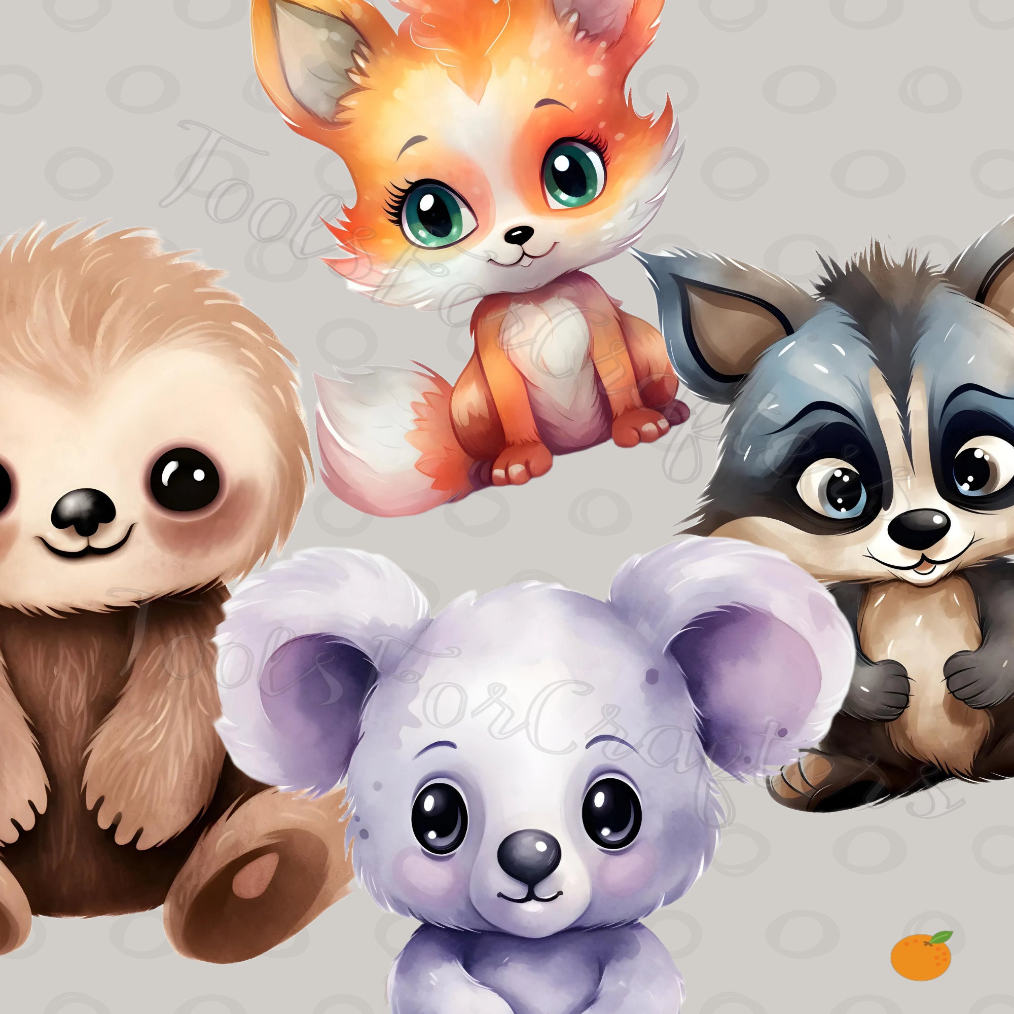 Bundle: Baby Animals Clipart Bundle, Cute Nursery Art Bear, Fox ...