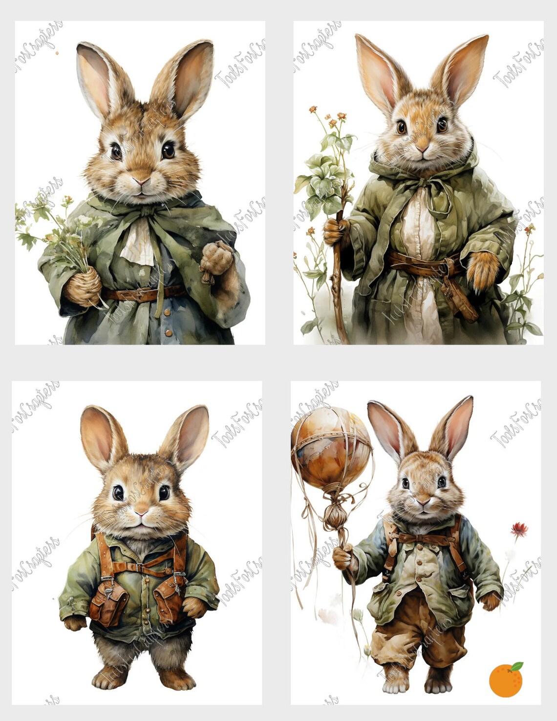 Rabbit Clipart in Green 20 High Quality Jpgs Digital Download Art ...