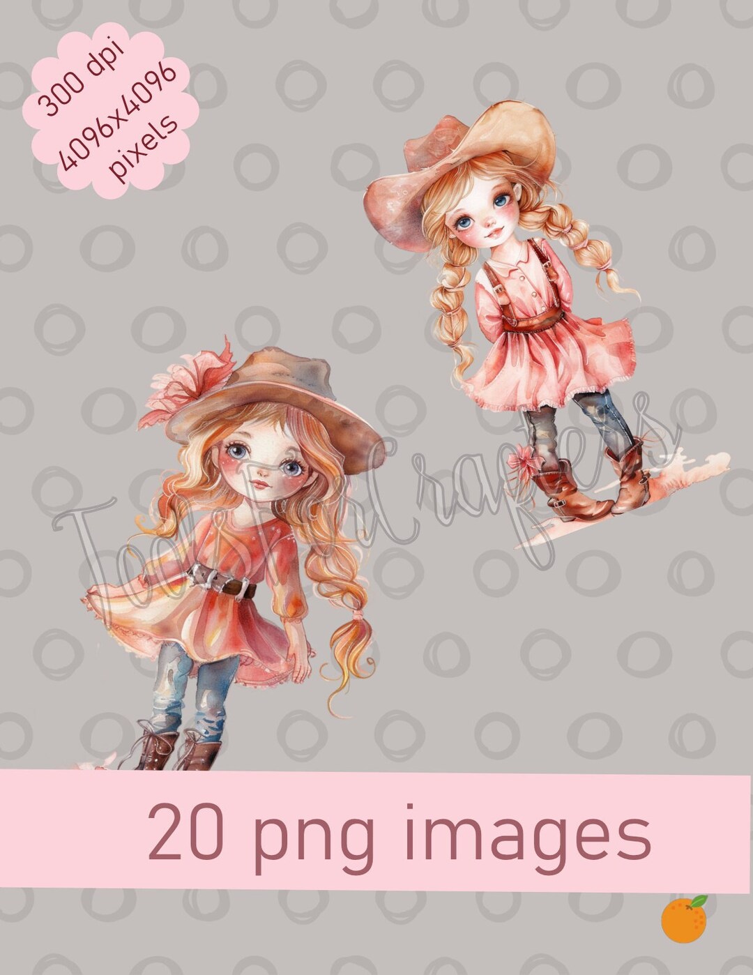 Cowboy Princess Clipart Volume 1 20 High Quality Pngs Digital Download ...