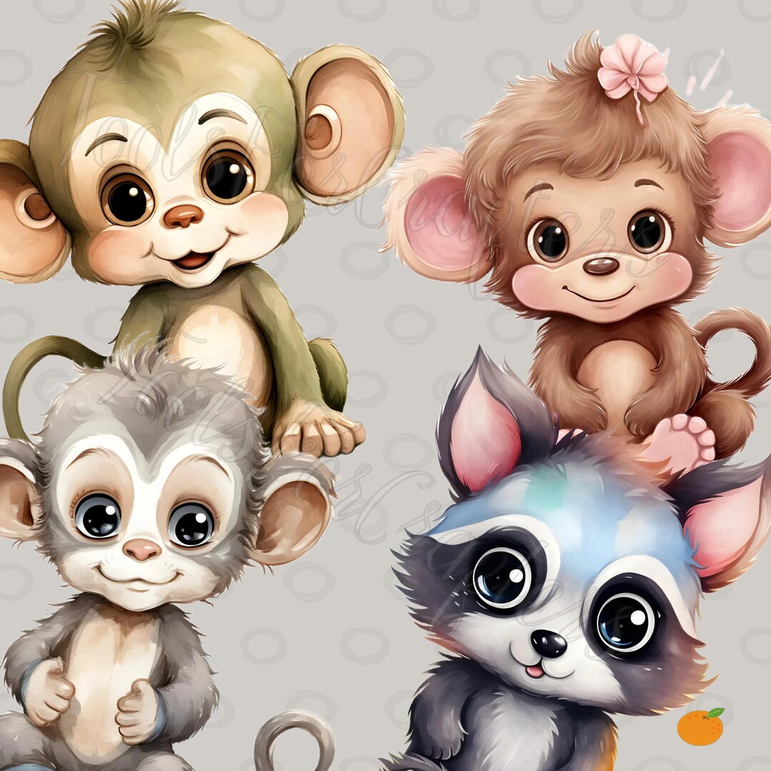 Bundle: Baby Animals Clipart Bundle, Cute Nursery Art Bear, Fox ...