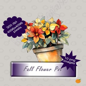 Fall Flower Pot, Card Clipart, Commercial Use Art, Stickers Clipart ...