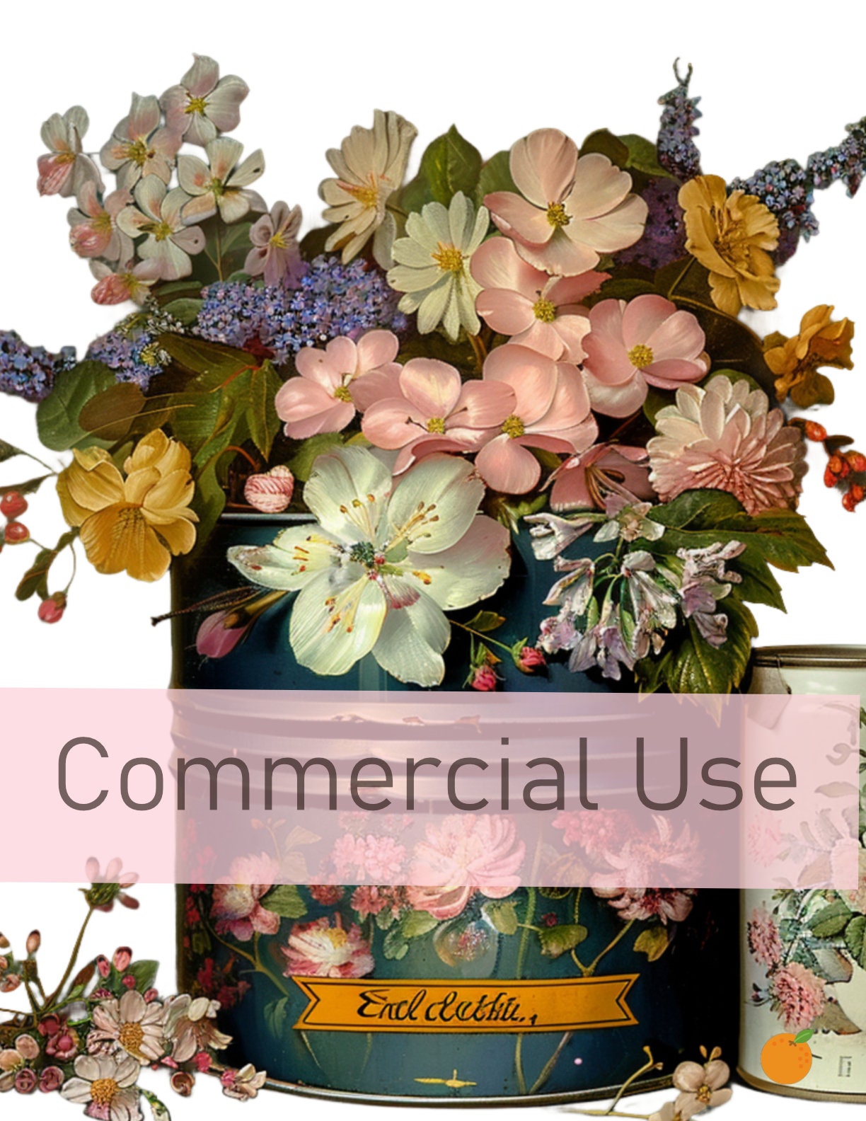 Retro Cans of Flowers Clipart Volume 1 20 High Quality Jpgs Digital ...