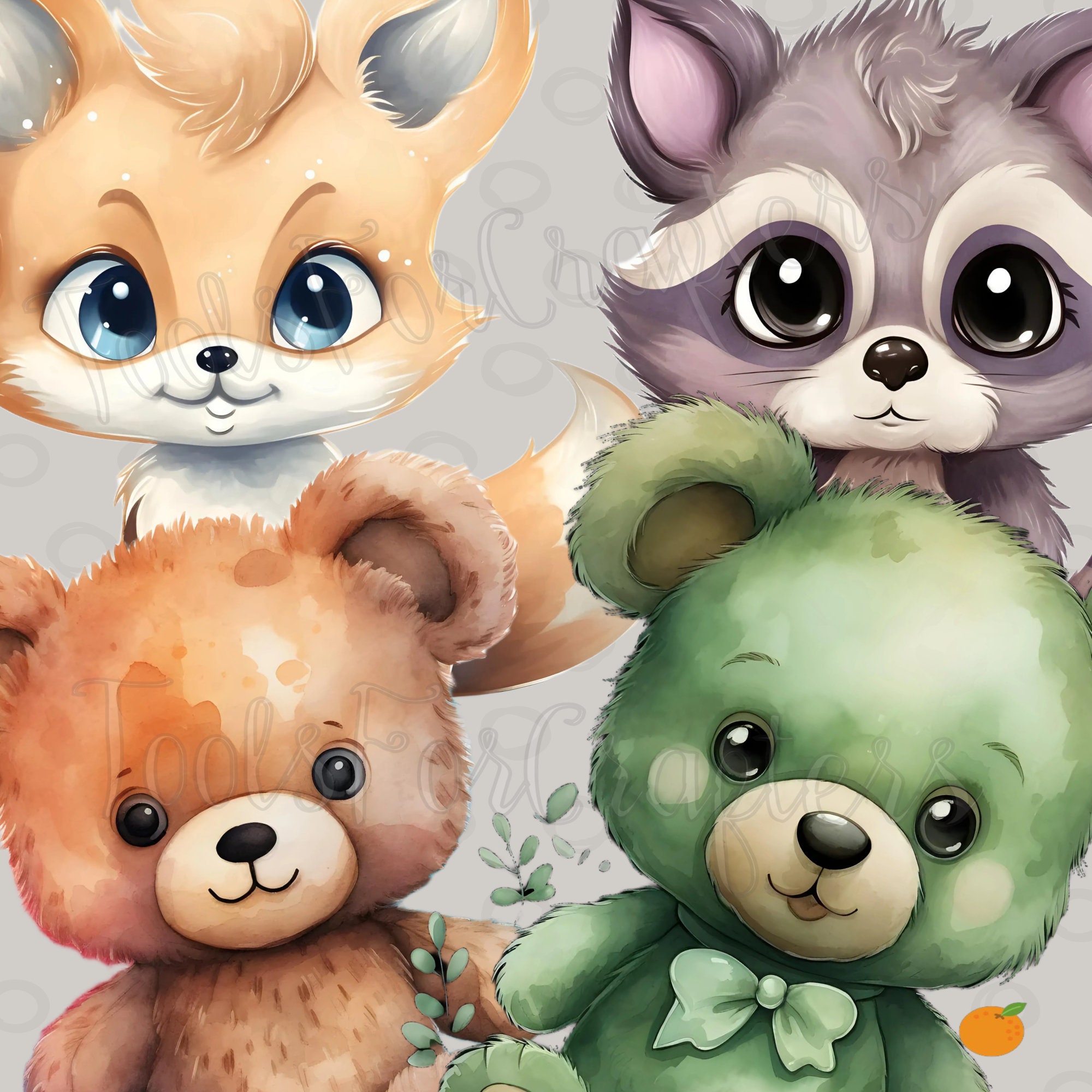 Bundle: Baby Animals Clipart Bundle, Cute Nursery Art Bear, Fox ...