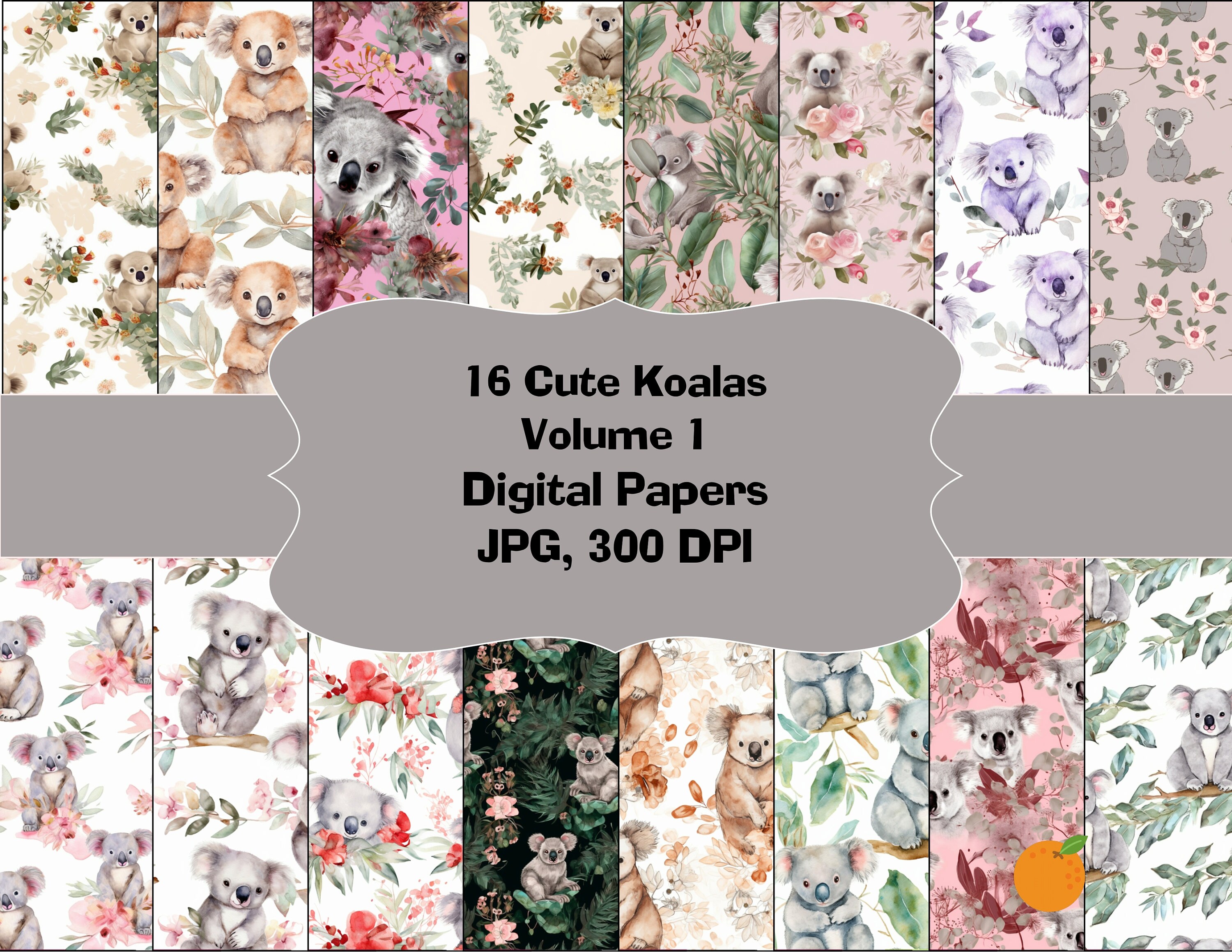 Koala Digital Papers | 16 Koala Bear Digital Papers Volume 1 | Cute ...
