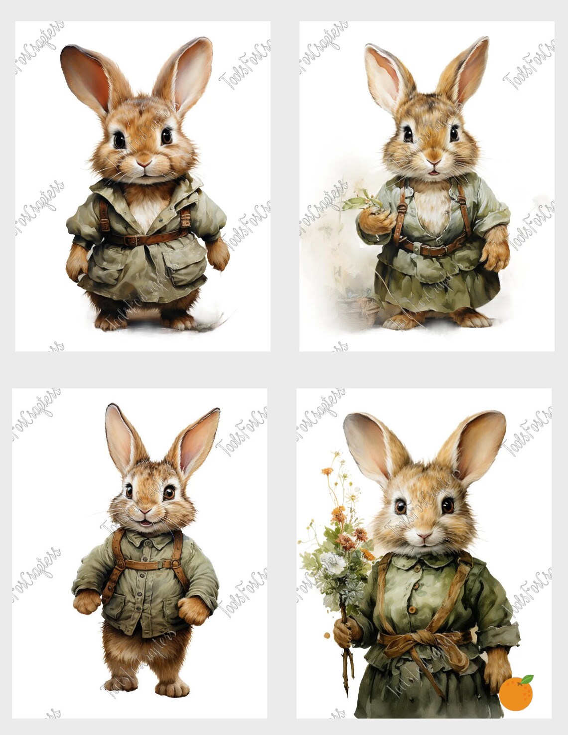 Rabbit Clipart in Green 20 High Quality Jpgs Digital Download Art ...
