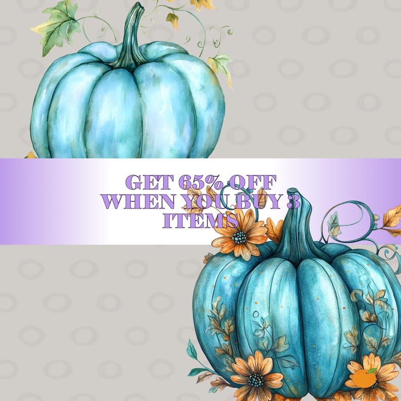 Teal Pumpkin Card Clipart, Commercial Use Art, Stickers Clipart ...