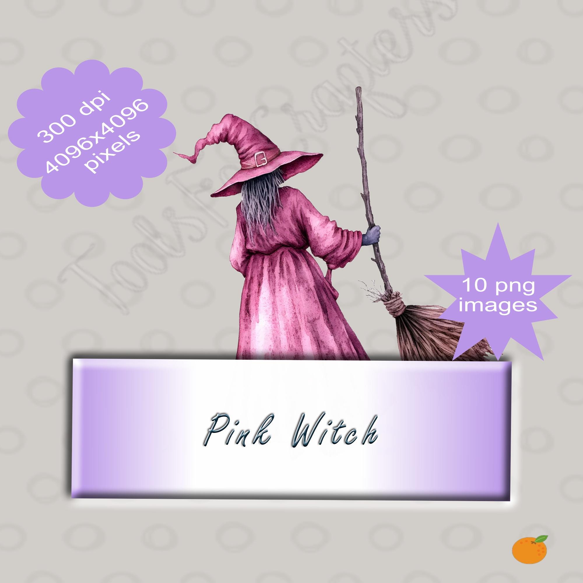 Pink Witch, Mystical Art Pngs, Halloween Design, Digital Art Supply ...