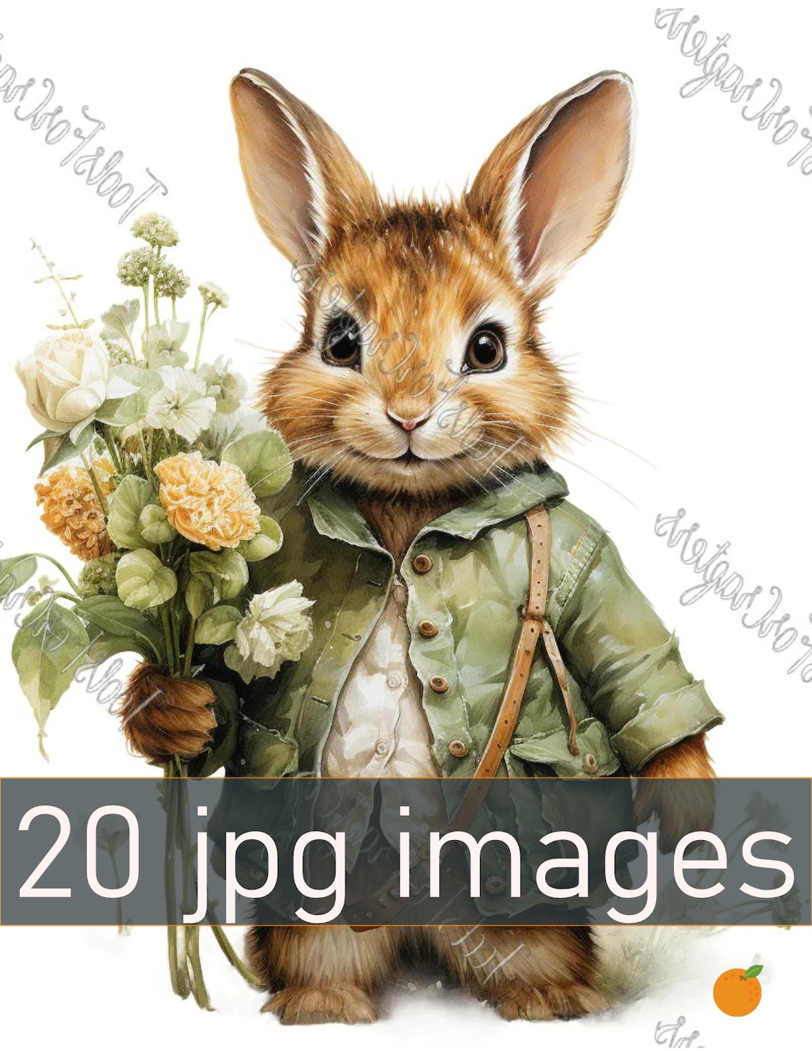 Rabbit Clipart in Green 20 High Quality Jpgs Digital Download Art ...