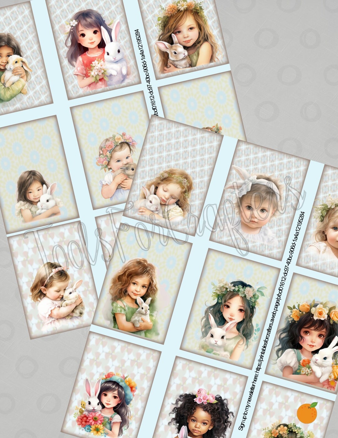 Ephemera Junk Journal Cards Girl Holding A Bunny Journal Cards Vol 1 ...