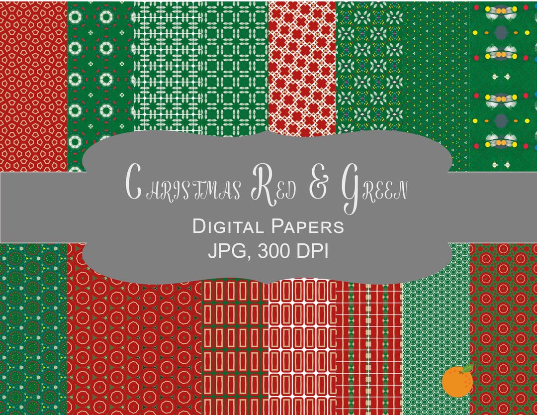 Christmas Red Green Digital Paper, Background, Scrapbooking, Collage ...