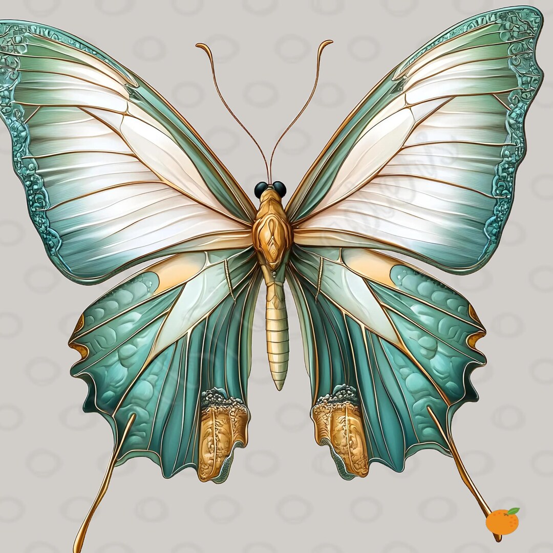 Teal Butterfly Clipart PNG Bundle, Card Clipart, Commercial Use Art ...