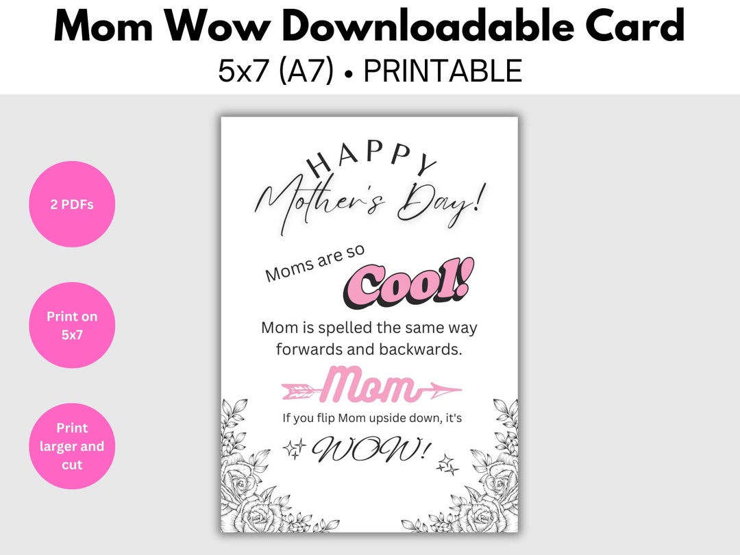 Moms Wow Mother's Day Card - Etsy