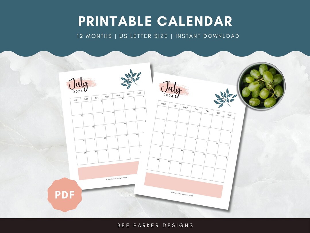 Printable Calendar July 2024-june 2025 Sunday and Monday Start ...