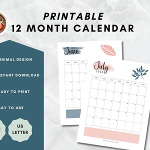 Printable Calendar July 2024-june 2025 Sunday and Monday Start ...